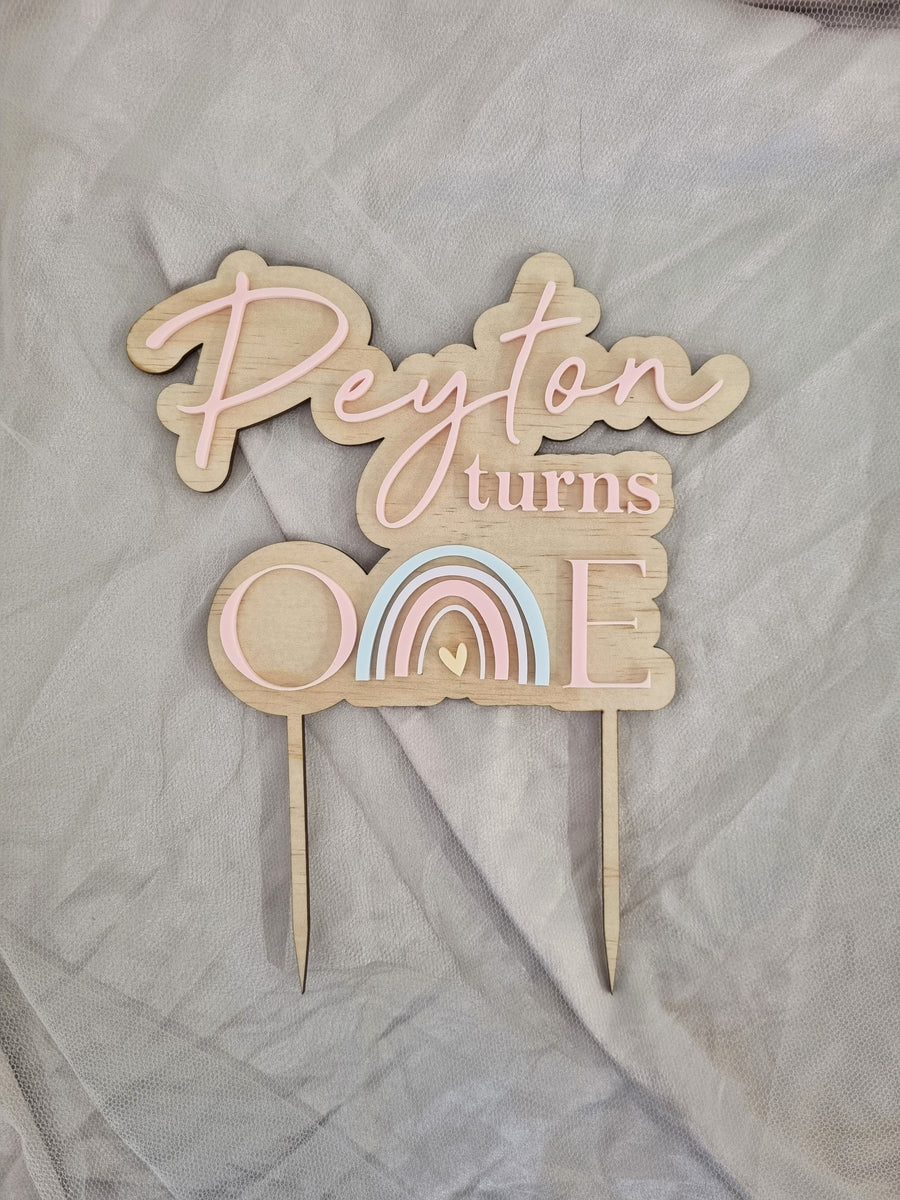 CAKE TOPPER - DOUBLE LAYER - TURNS ONE – Living on Trend Australia