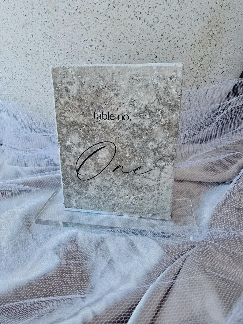 OYSTER STONE TABLE NUMBER - CURSIVE NUMBER – Living on Trend Australia