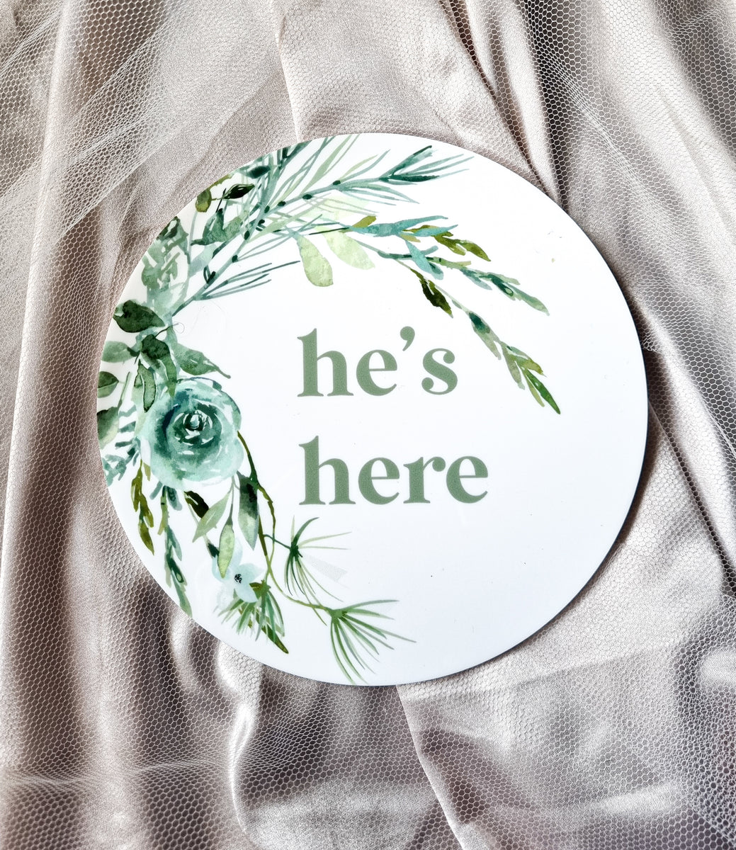 SHE'S HERE / HE'S HERE ANNOUCEMENT SIGN – Living on Trend Australia